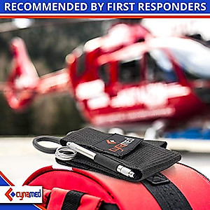 Cynamed First Responder Medical Tool Kit - Bandage Scissors, Magnetic Debris Remover, EMT Shears, Hemostat, Tweezers - Adjustable Multi-Pocket Nylon Belt Pouch - Paramedic, Nurse, Emergency Responders