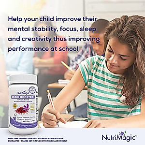 NutriMagic Kids Brain Booster 2-in-1 Nootropic Multivitamin for Focus, Memory, Attention, Mood - Saffron Extract Gummies Brain Health Supplement w/Vitamin D3, B6, B12, Zinc, 60 Vegan NON-GMO Gummies