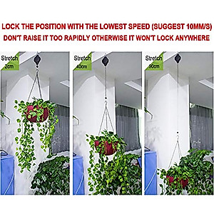 Lythor 4 Pack Plant Hook Pulley, Retractable Plant Hanger Easy Reach Hanging Flower Basket for Garden Baskets Pots and Birds Feeder Hang High up and Pull Down to Water Or Feed