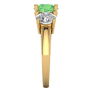 Clara Pucci 3.19ct Round Cut Solitaire 3 stone Green Simulated Diamond Designer Wedding Bridal art deco Anniversary Ring 14k Yellow Gold