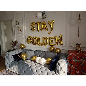 16 Inch Gold STAY GOLDEN Party Birthday Balloon Banner For Golden Girls Supplies(STAY GOLDEN)