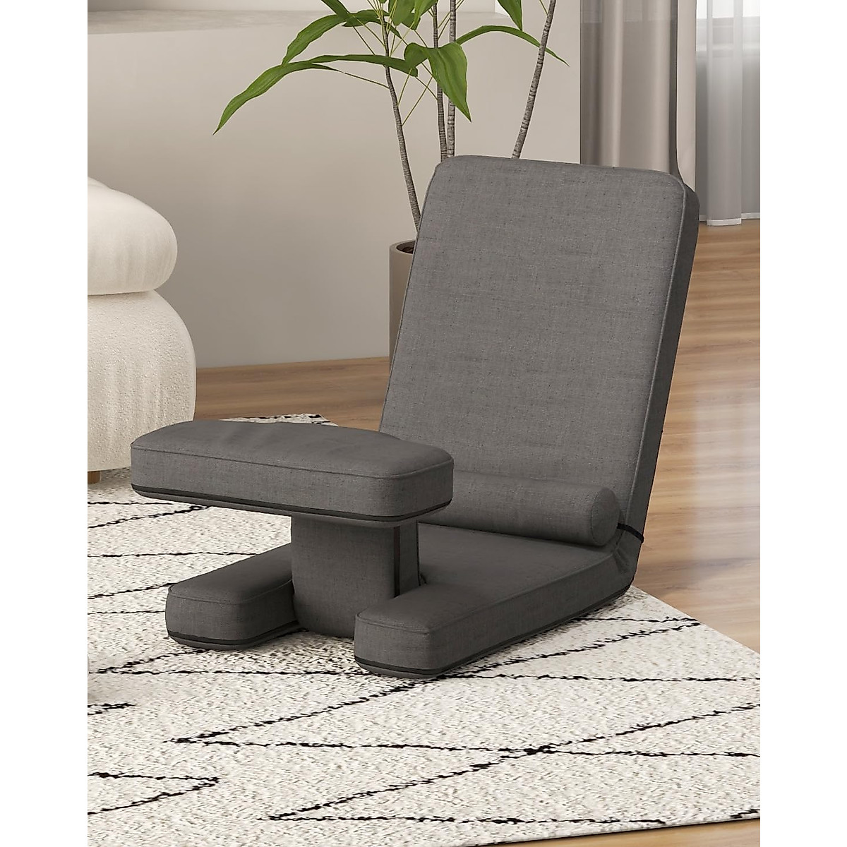 VLIVE Convertible Sleeper Sofa Chair - Adjustable Single Couch with Table & Pillow, Multifunctional Folding Chair Bed for Living Rooms, Bedroom, Small Apartment and Studios, Grey