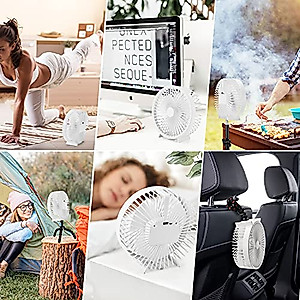 Mywill 8-Inch Portable Fan with Remote Control Timer Power Bank and Night Light, 30 Working Hours USB Rechargeable Fan, 12 Speeds with Multi Natural Wind, for Home Baby Office Outdoor Camp Golf Yoga Travel Use, Power Failure Emergency Use (White)