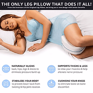 Contour Legacy Leg & Knee Foam Support Pillow - Soothing Pain Relief for Sciatica, Back, Hips, Knees, Joints - As Seen on TV