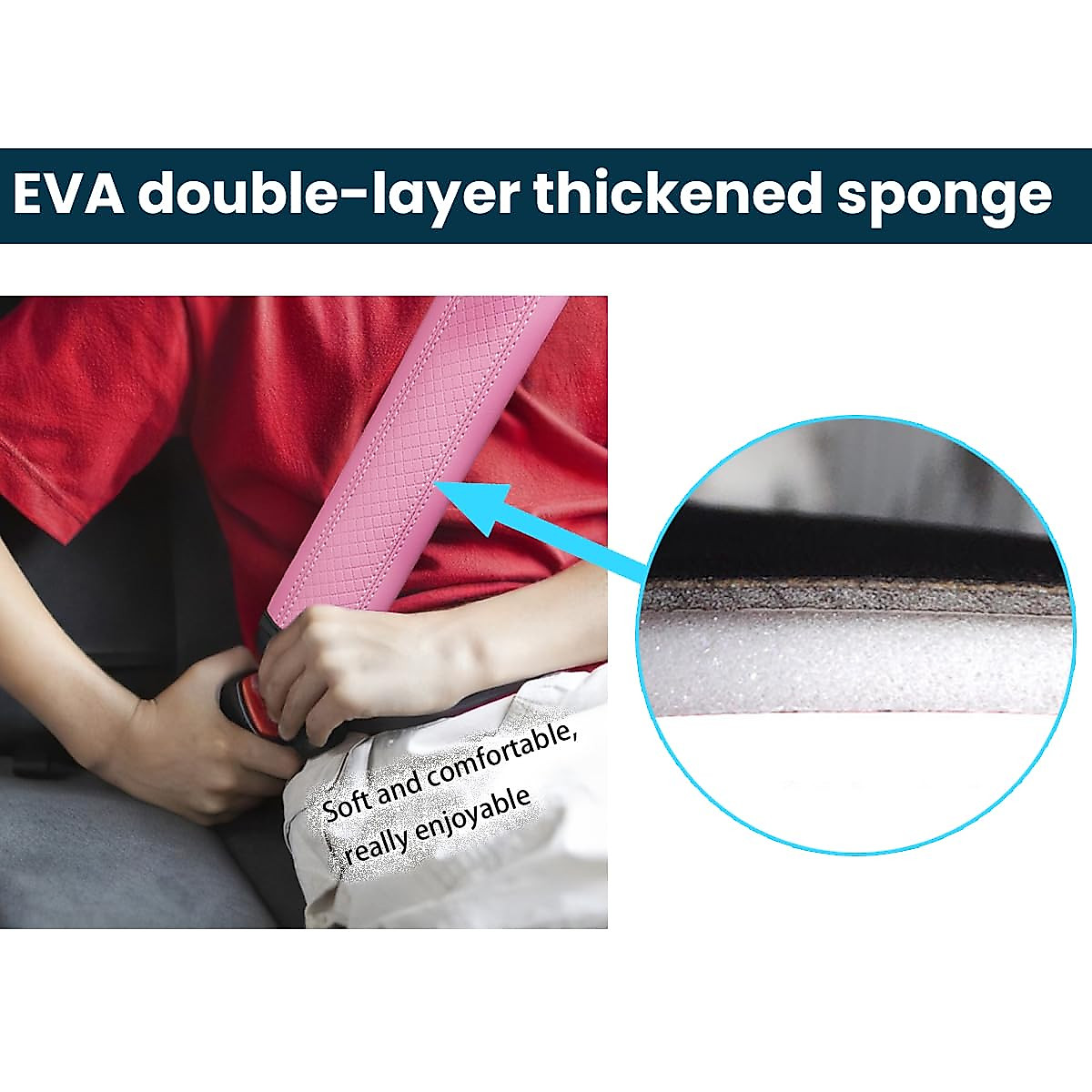 Osilly Car Seat Belt Pads, 2 Pack Fiber Leather Seatbelt Shoulder Strap Covers, More Comfort Driving & Protect Your Neck, Universal Safety Strap Cover for Auto SUV Truck Airplane Backpack (Pink)