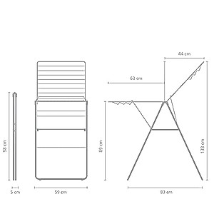 Brabantia HangOn Laundry Drying Rack (20m / Fresh White) Compact, Foldaway, Adjustable Indoor Stainless Steel Clothes Horse