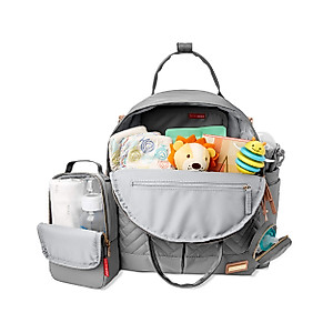 Skip Hop Diaper Bag Backpack: Suite 6-in-1 Diaper Backpack Set, Multi-Function Baby Travel Bag with Changing Pad, Stroller Straps, Bottle Bag and Pacifier Pocket, Dove Grey