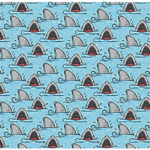 Shark Birthday Party Gift Wrapping Paper - Folded Flat 30 x 20 Inch (3 Sheets)