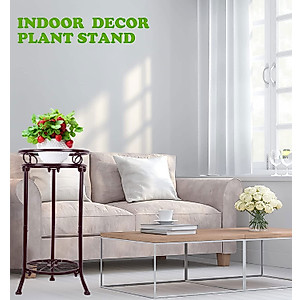 Metal Plant Stands Indoor, 2 Tier Tall Plant Stand Outdoor Potted Flower Pot Holder, Anti-Rust Heavy Duty Multiple Holder Shelf Rack 20.3" (Brown)