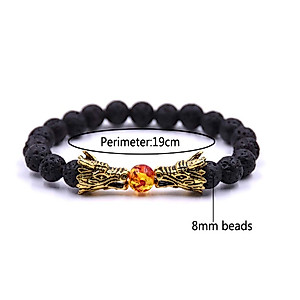 Chandria's Treasures Black Natural Lava Stone Dragon Head Energy Beads Bracelet