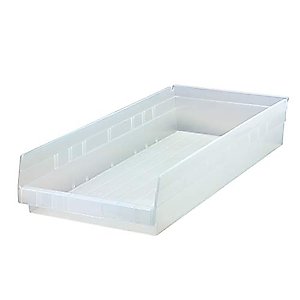 QUANTUM STORAGE SYSTEMS K-QSB116CL-3 3-Pack Plastic Shelf Bin Storage Containers, 23-5/8" x 11-1/8" x 4", Clear
