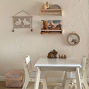 KidKraft Wooden Modern Table & 2 Chair Set, Children's Furniture, White & Natural, Gift for Ages 3-8, 23.6 x 23.6 x 19