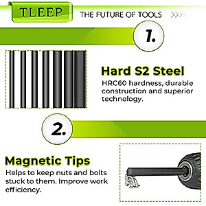 TLEEP 10 x Long 100MM 1/4 Inch Hex Head Allen Wrench Drill Bits, 5/16” to 5/64”, SAE, Magnetic Tips Screwdriver Socket Bit Set for Ikea Type Furniture (S2 Steel 5/16 inch to 5/64 inch)