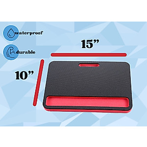 Polar Whale 2 Portable Knee Cushions Red and Black with Tool Pocket for Home Garden Work Automotive Workshop More Durable Thick Comfortable High Density Waterproof Foam 15 x 10 Inches Kneeling Pad