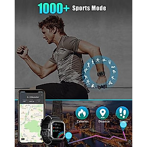 PASONOMI Smart Watch for Men Military Smart Watches for Men Smart Watch Built-in Microphone IP68 Waterproof for Android Phones Sports Outdoor Smartwatch with Heart Rate Monitor (Black)