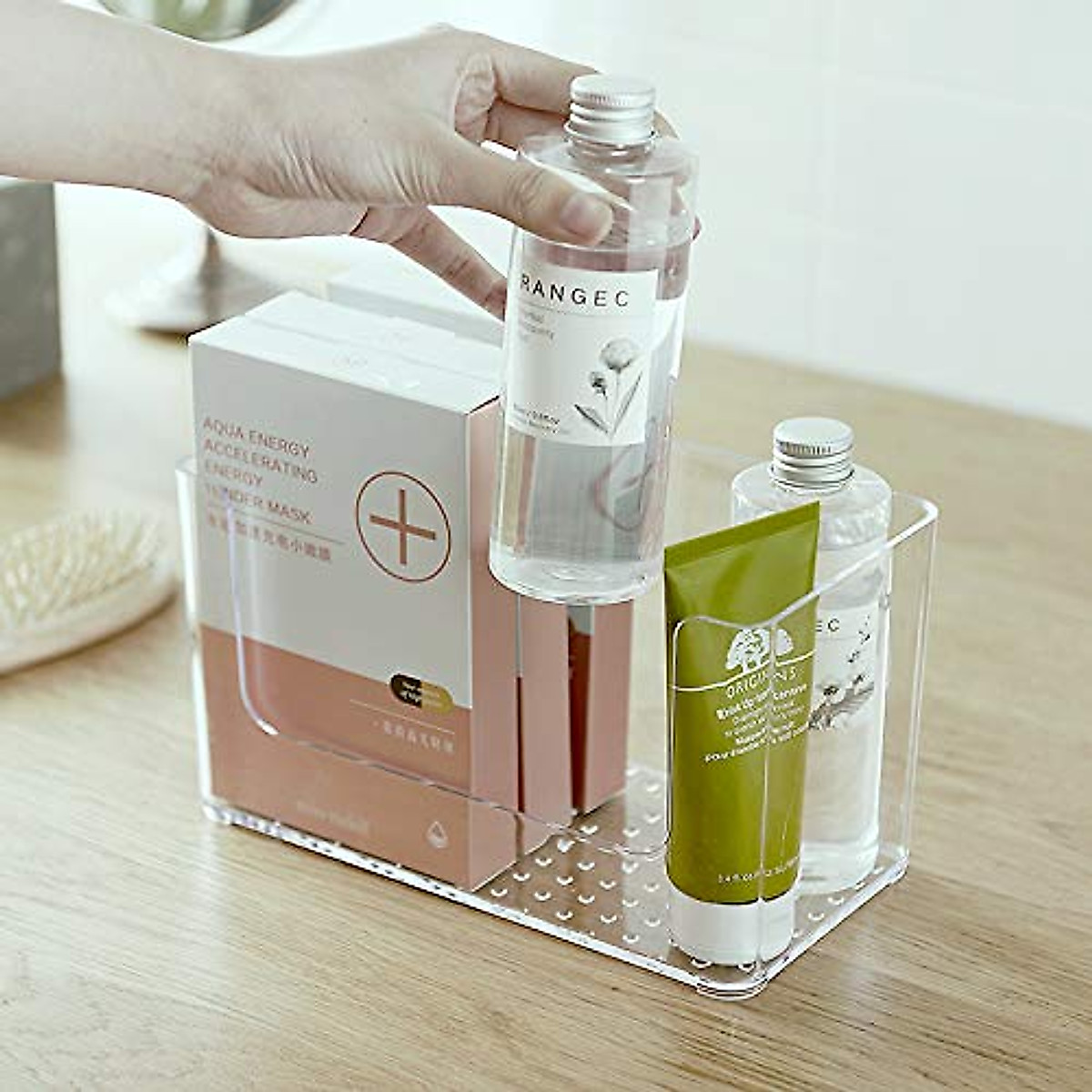 Sooyee 2-Pack Shower Caddies,No Drilling Wall Mounted Bathroom Corner Shelf Organizer with Hooks Suction Kitchen Storage,Stackable Makeup Organizer Stand on Countertop,Clear