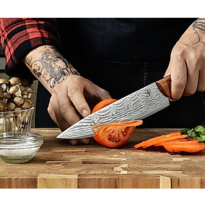 Knife Set, 7 Pieces Knife Block Set, EUNA Kitchen Knife Set with Wooden Handle, Japanese Stainless Steel Chef Knife Set Professional Cooking Knives, Silver