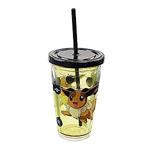 Pokemon,Plastic Eevee 18oz Carnival Cup w/Floating Confetti Pokeballs