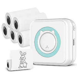Mini Pocket Sticker Printer, Bluetooth Wireless Portable Mobile Printer Machine Thermal Printer, Pocket Label Receipt Printer Compatible with iOS & Android, and Thermal Printing Paper 2.24X197 inch