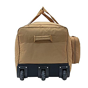 Mercury Tactical Gear Monster™ Rolling Duffle Deployment Bag with Wheels, Large Wheeled Heavy Duty Duffle Bag for Men & Women, Travel Bag, Coyote Color