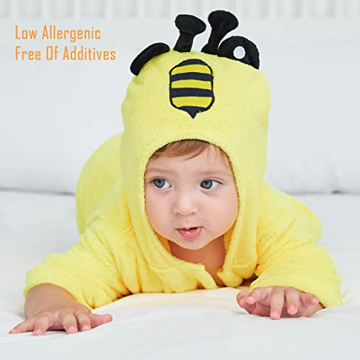 Sunny zzzZZ 2 Pack Unisex Baby Plush Animal Face Robe for 0-9 Months - Neutral Design Softest Newborn Clothes for Boys and Girls - Baby Essentials Registry Search Gifts - Cute Bee and Happy Elephant