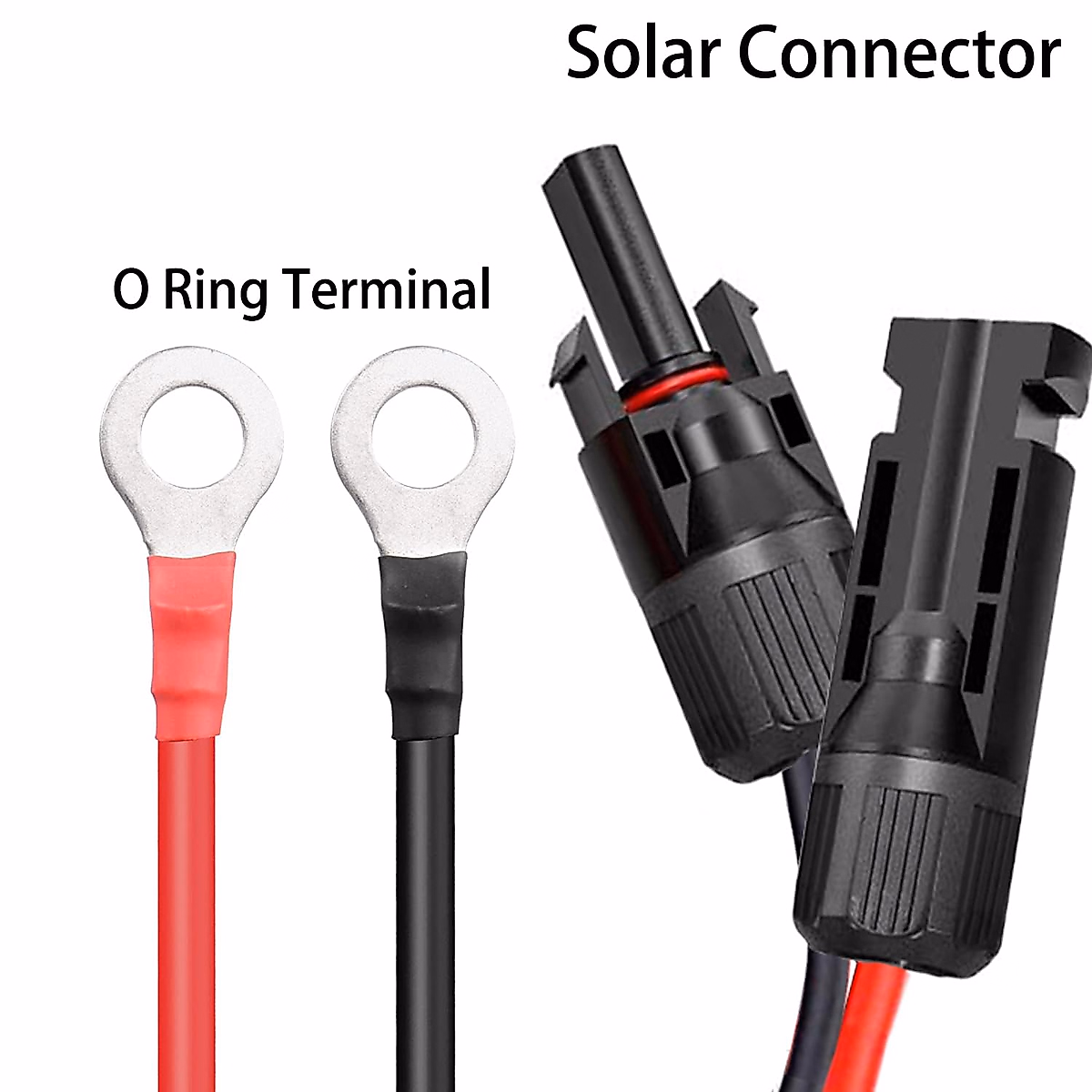 ZHOFONET Solar to O Ring Connecter,10AWG 60cm Solar Panel Adaptor Extension Cable,Solar Battery connectors for Solar Generator Inverter Battery Pack Charger