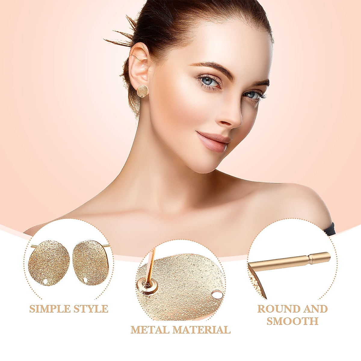 20PCS Alloy Earrings Post Blank Base with Loop Ear Pins earring studs for DIY Jewelry Making (Golden)