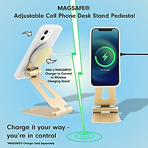 Sonix Magnetic Adjustable Cell Phone Desk Stand Pedestal Compatible with Apple MagSafe (Gold)