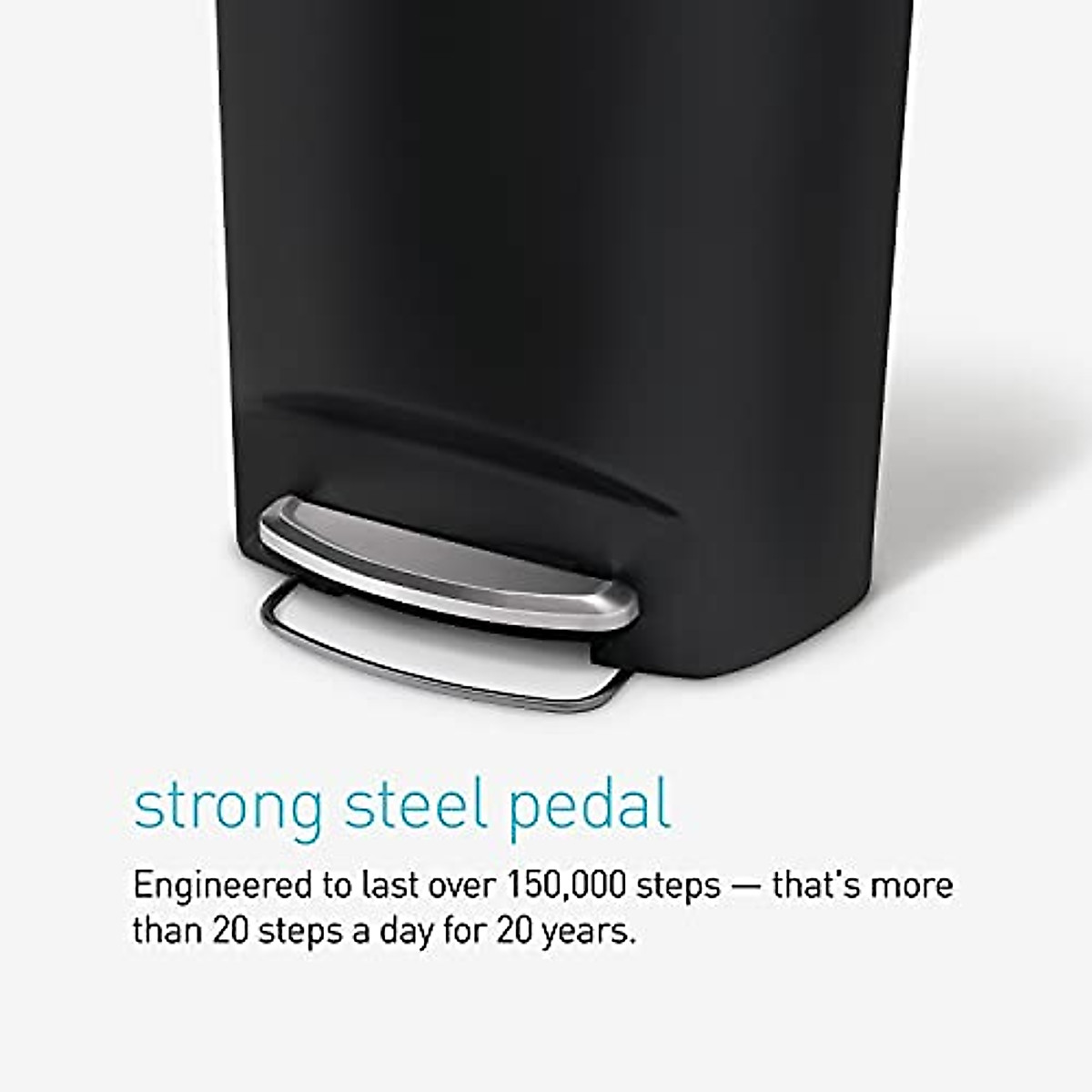 simplehuman 50 Liter / 13 Gallon Semi-Round Kitchen Step Trash Can, Grey Plastic