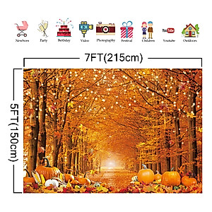 Fluzimir 7x5FT Autumn Photo Backdrop for Photography Fall Forest Thanksgiving Maple Leaves Background Fall Friendsgiving Pumpkin Party Decorations Banner