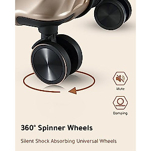 LUGGEX Champagne Carry On Luggage 22x14x9 - Polycarbonate Expandable Hard Shell Suitcase with Spinner Wheels