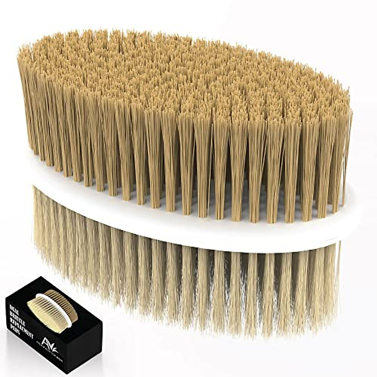 Avilana® Shower Body Brush with Advanced Hygiene Technology, Long 19 inch Curved Silicone Handle Back Scrubber with Dual-Sided Brush Soft and Stiff (Replacement Pads- Soft and Stiff Bristles)