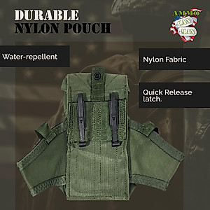 Ammo Can Man US Military Issue OD Olive Drab Green Rifle Magazine Mag Ammo Small Arms Pouch Case with Dual Grenade Carrier and Alice Attachment Clips