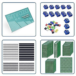 Smraza 104pcs Double Sided PCB Board Kit, Prototype Boards for DIY Soldering and Electronic Project Circuit Boards Compatible with Arduino Kits, 30PCS 40 Pin 2.54mm Male and Female Header Connector