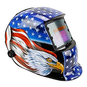 Geelife Solar Powered Welding Helmet Auto Darkening Hood with Adjustable Shade Range 4/9-13 for Mig Tig Arc Welder Mask (Blue Eagle)