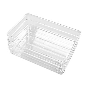 Modern-Depo 25 PCS Clear Drawer Organizer Set 4 Sizes Plastic Drawer Storage Bins Dividers Trays Dot Box for Makeup, Jewelry, Kitchen Utensils, Gadgets, Office