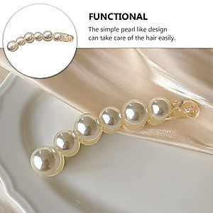Generic Pearl Hair Clip Banana Hair Clips Ponytail Holder Thick Fine Hair Clip French Barrettes Jaw Clips for Women and Girls White