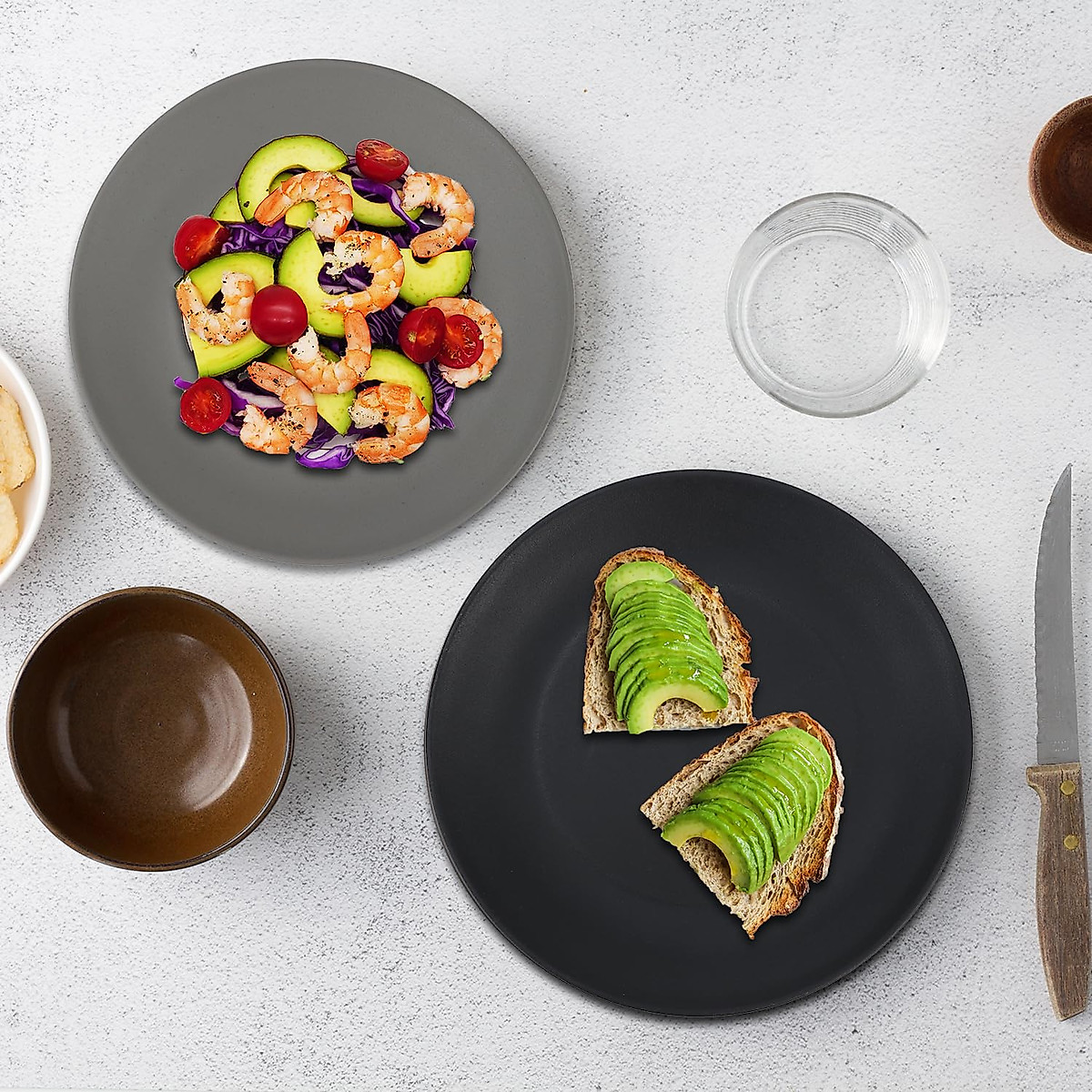 PYRMONT 9-Inch Plastic Plates Reusable Plastic Plates Camping Plates of 6 Lightweight Wheat Straw Plates Dishes Plates Set Salad Plates Dinner Plates Dishwasher & Microwave Safe, BPA Free