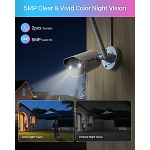 ZOSI 5MP Spotlight WiFi Home Security Camera Kit,2pack C308AH Wi-Fi HaLow Outdoor Cameras with Base Station,2-Way Audio,Night Vision,Weatherproof,Cloud Storage,Smart Light&Sound Alarm,Work with Alexa