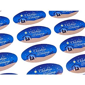 Pack of 30 Christian, Religious Christmas Oval Stickers, Colorful Envelope Seals Labels for Cards, Festive Craft and Decoration