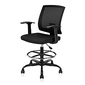 CLATINA Drafting Chair,Tall Office Mesh Chair Standing Desk Chair with Mid Back Adjustable Footrest Ring Swivel Task Chair for Computer Adults Desk 2pk
