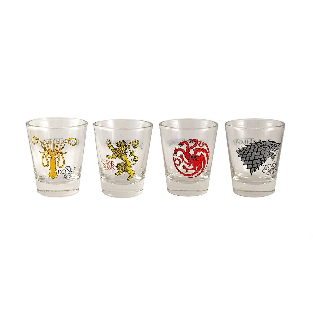 Game of Thrones Shot Glasses 4-Pack (Stark, Targaryen, Lannister, Greyjoy)