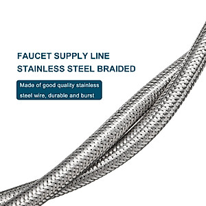 uxcell 2Pcs 31" Faucet Supply Lines Connector Stainless Steel Braided Long Faucet Connector G1/2 Female Compression Thread x M10 Male Connector for Kitchen Sink Bathroom (Silver)
