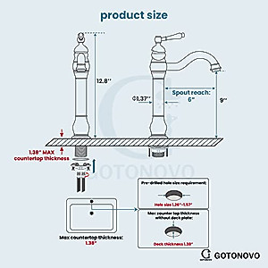 gotonovo Bathroom Vessel Sink Faucet Oil Rubbed Bronze with POP UP Drain Single Lever Handle 1 Hole Bowl Sink Mixer Tap Deck Mount Tall Spout Lavatory Vanity