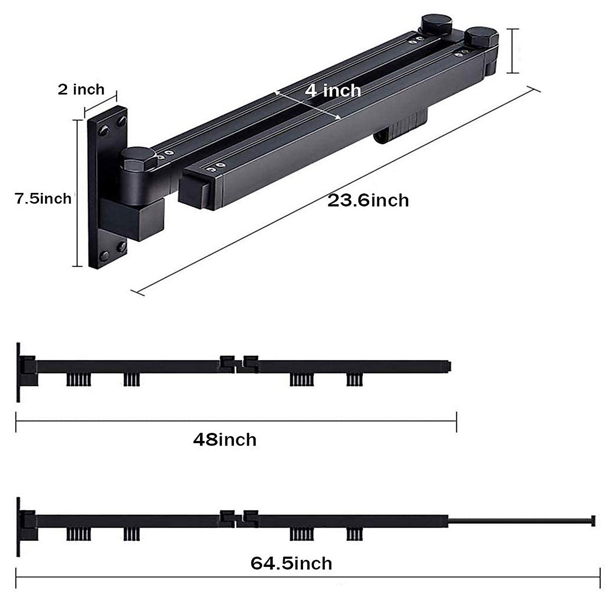 ZXFF Wall-Mounted Clothes Drying Rack, Suitable for Indoor and Outdoor Telescopic Clothes Poles, Can Be Rotated 180° Left and Right to Save Space (Color : B)
