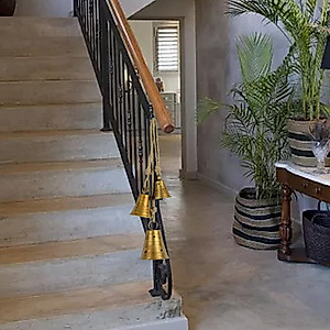 Styleonme Decorative Bells, Christmas Bells, Metal Indoor and Outdoor Blessing Bells, 3-Piece Set of Harmonious Bells, Vintage Handmade and Rustic Lucky Christmas Bells Hanging on a Rope