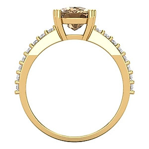 Clara Pucci 3.50 ct Cushion Cut Solitaire Champagne Simulated Diamond Engagement Promise Anniversary Bridal Ring 18K Yellow Gold 8.25