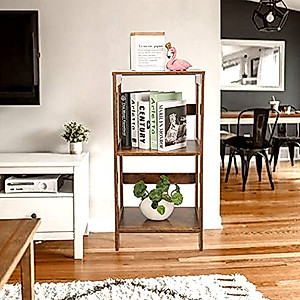 End Table Side Tables Bedroom 2 Shelf, Small Book Shelf Organizer Rack 3 Tier, Bathroom Storage Cabinet Plant Stand Shelves for Kitchen, Natural