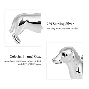 GNOCE Dachshund Charms for Bracelet 925 Sterling Silver Polished Puppy Charms Fit Necklace Pets Charms for Women Jewelry Gift