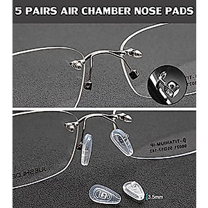 PTSLKHN 5 Pairs of Eyeglass Nose Pads, Upgraded 15x8mm Soft Silicone Air Chamber Eyeglasses Nose Pads, Screw-in Glasses Nose Pad Replacement Kit.